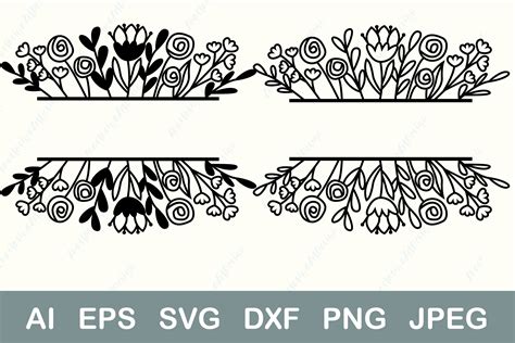 Split Monogram Flower Border Graphic By Anastasiyaartdesign · Creative Fabrica