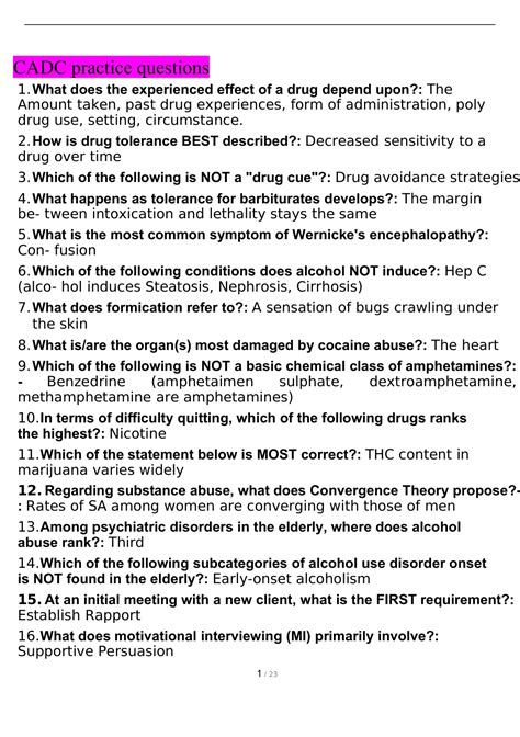 CADC Practice Exam Questions And Answers Test CADC Stuvia US