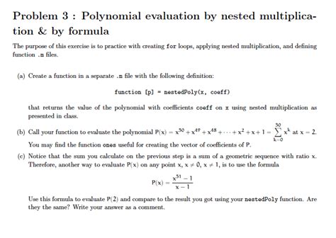 Solved Problem 3 Polynomial Evaluation By Nested