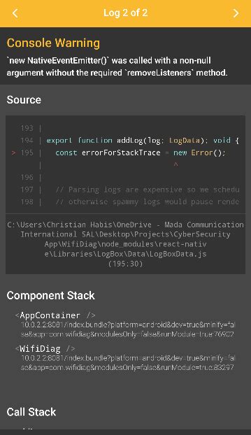 new nativeeventemitter was called with a non null argument without
