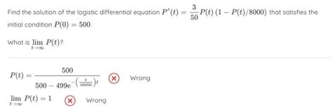 Solved Find The Solution Of The Logistic Differential