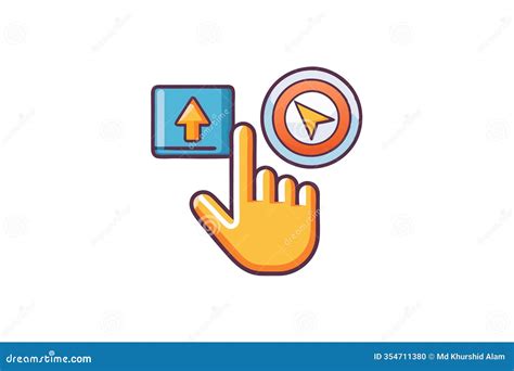 Vector Illustration Of A Hand Cursor Clicking On Buttons Representing