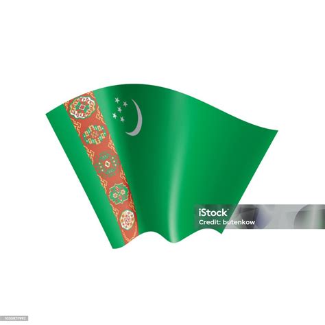 투르크메니스탄 플래그 흰색 배경 벡터 일러스트 레이 션 0명에 대한 스톡 벡터 아트 및 기타 이미지 0명 3차원 형태 국기 Istock