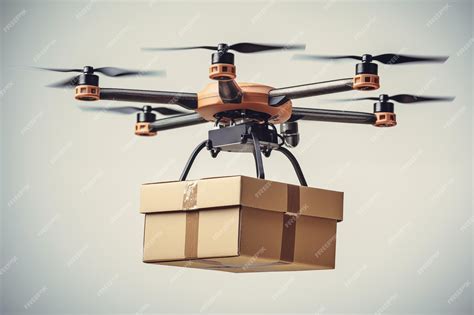 Premium Photo Octocopter Drone With Cardboard Box On White Background Modern Delivery Concept
