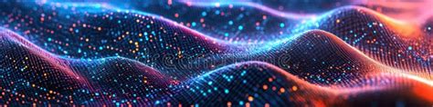 Abstract Digital Wave Pattern With Glowing Pink And Blue Particles