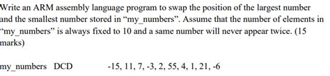 Write An ARM Assembly Language Program To Swap The Chegg