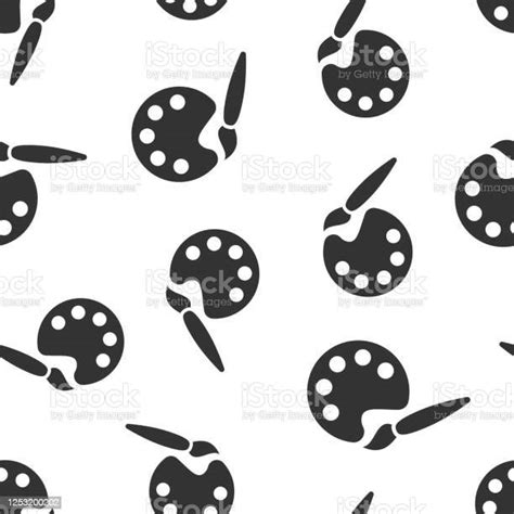 플랫 스타일로 브러시 아이콘을 페인트합니다 흰색 격리 된 배경에 팔레트 벡터 그림입니다 화가 악기 원활한 패턴 비즈니스 개념 개념에 대한 스톡 벡터 아트 및 기타 이미지