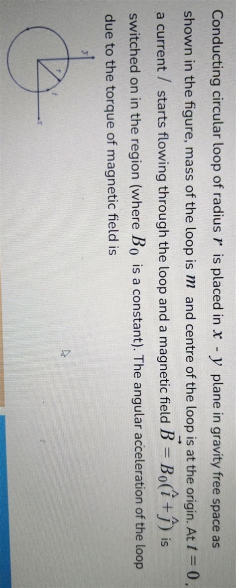 Conducting Circular Loop Of Radius R Is Placed In X Y Plane In Gravity