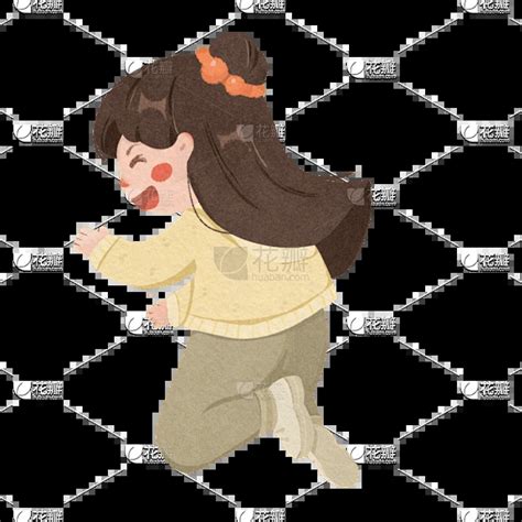手绘风 儿童节人物插画 女孩素材 花瓣网