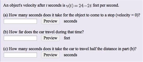 Solved An Object S Velocity After T Seconds Is V T Chegg