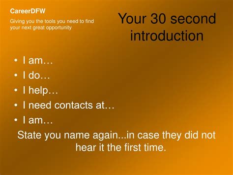 Ppt Your 30 Second Introduction Powerpoint Presentation Free