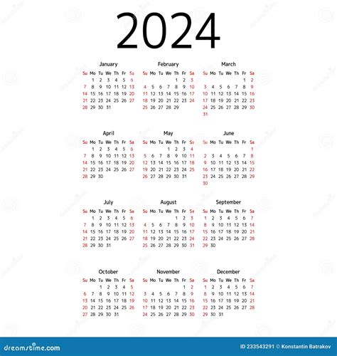 Календарь 2024 с номерами недель