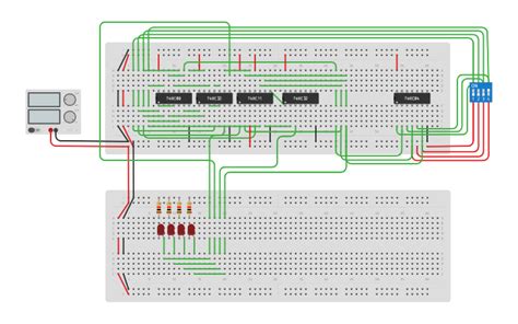 circuit design 4 bit binary code to excess 3 code converter tinkercad