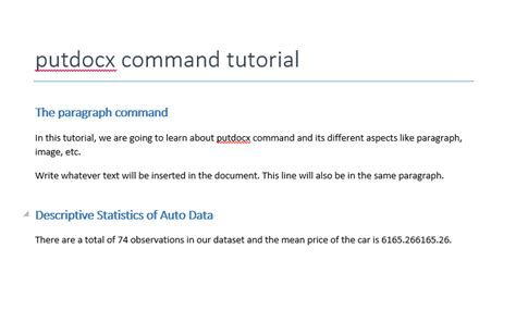 Putdocx Command To Export Stata Results To Ms Word