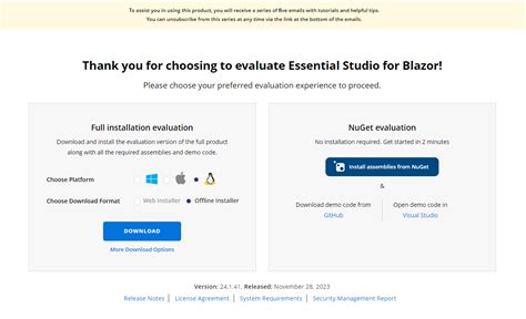Downloading Syncfusion Blazor Linux Installer Syncfusion
