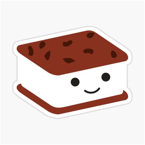 Cute Kawaii Ice Cream Sandwich Sticker For Sale By Eggtooth Redbubble