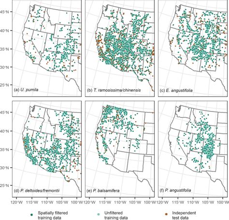 Occurrence Record Locations For A Ulmus Pumila B Tamarix Download Scientific Diagram
