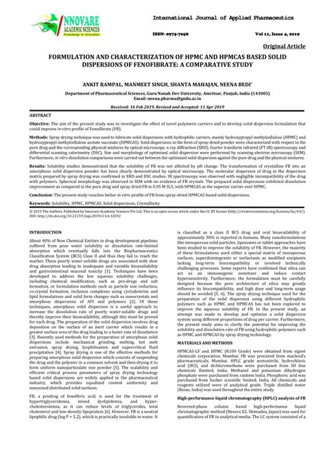 Pdf Formulation And Characterization Of Hpmc And Hpmcas Based Solid Dispersions Of Fenofibrate