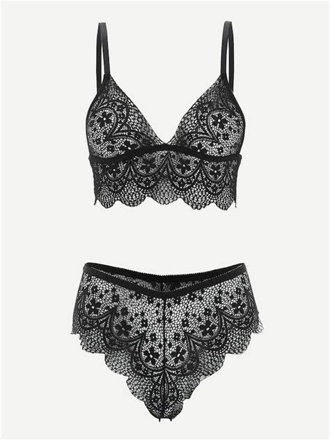 Scalloped Trim Floral Lace Lingerie Set Artofit