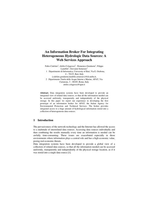 pdf an information broker for integrating heterogeneous hydrologic