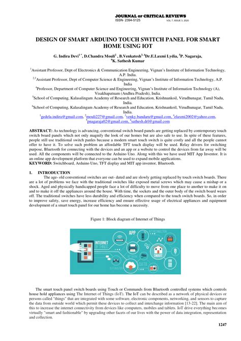PDF JOURNAL OF CRITICAL REVIEWS DESIGN OF SMART ARDUINO TOUCH SWITCH PANEL FOR SMART HOME