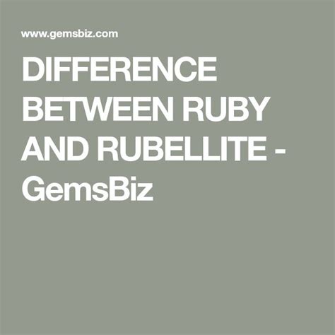 Difference Between Ruby And Rubellite Rubellite Ruby Different