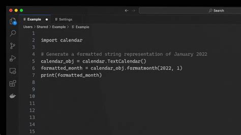 basic example of python function calendar textcalendar formatyear