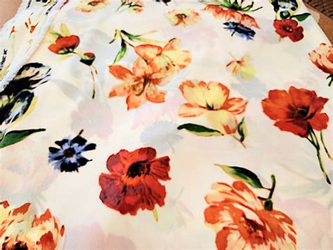 Summer Garden Floral Bubble Crepe Impressions Fabric Apparel By The