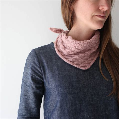 Bandana Scarf Knitting Pattern Geometric Texture Top Down Knit Pdf
