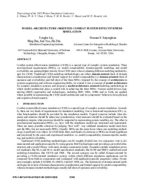 Pdf Model Architecture Approach For Cess Evaluation And Simulation