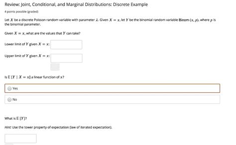 Review Joint Conditional And Marginal Distributions Discrete Example Points Possible