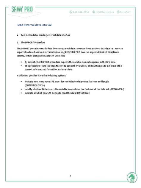 Read External Data Into Sas 1 The Import Procedure Pdf Microsoft Excel Comma Separated