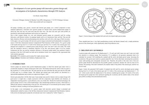 PDF Development Of A New Gerotor Pump With Innovative Gerotor Design And Investigation Of Its
