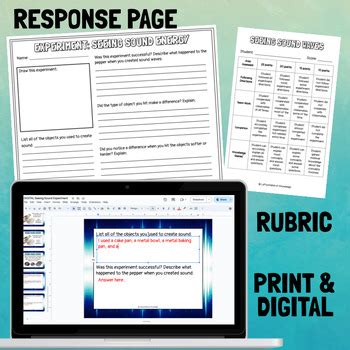 Seeing Sound Energy Mechanical Waves Science Lab Experiment PRINT And DIGITAL
