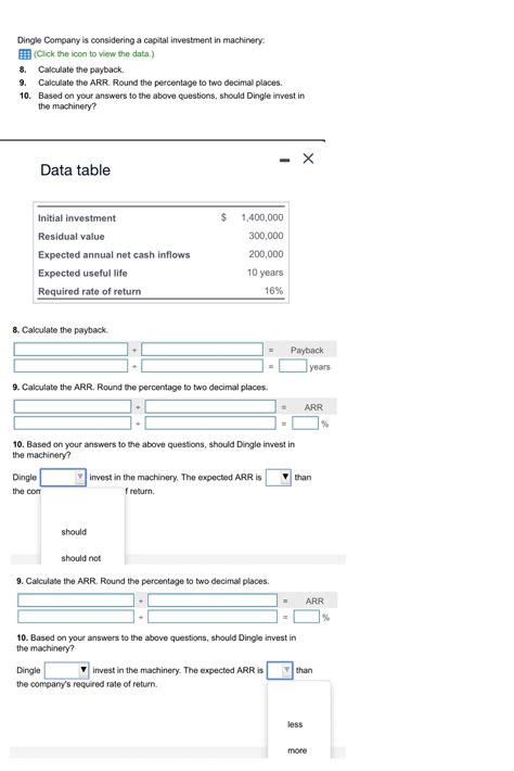 Solved Data TableCalculate The Payback Calculate The ARR Chegg Com