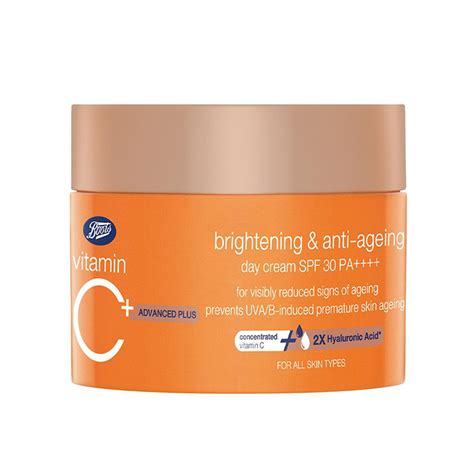 Boots부츠 비타민c 어드밴스드 플러스 브라이트닝 And 안티에이징 데이 크림 Spf30 Pa 50ml 니코니코 타이