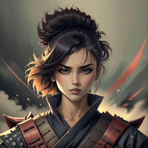 Premium Ai Image Eighties Style Illustration Of A Female Samurai