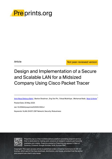 Pdf Design And Implementation Of A Secure And Scalable Lan For A