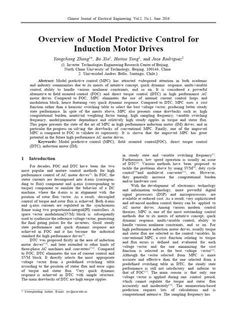Mpc For Induction Motor Drives Pdf Electric Motor Electrical Engineering