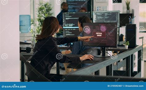 Diverse Team Of Coders Having Server Hacked And System Crash Stock Image Image Of Developer