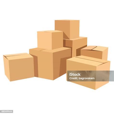 골 판지 상자를 쌓아 밀봉된 상품의 더미입니다 평면 스타일 벡터 일러스트 레이 션은 흰색 배경에 고립 0명에 대한 스톡 벡터 아트 및 기타 이미지 Istock