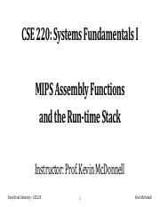 Understanding MIPS Functions And Run Time Stack Basics Course Hero