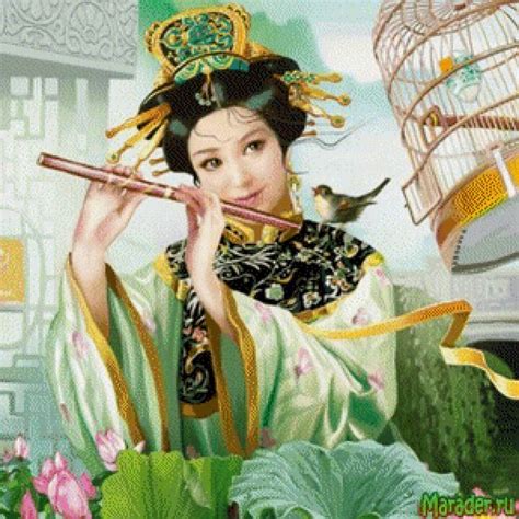 Предпросмотр Схема вышивки «девушка с флейтой Схемы вышивки люнчик Авторы Портал