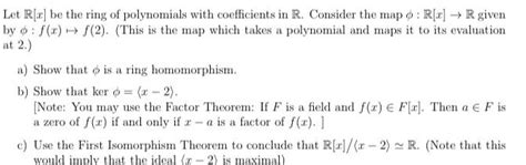 Solved Let R X Be The Ring Of Polynomials With Coefficients
