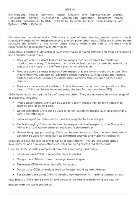 Jntuk R20 Unit Iv Deep Learning Techniques Unit Iv Convolutional Neural Networks Nerual