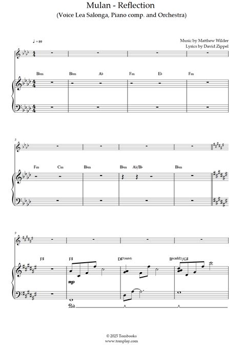 Mulan Reflection Voice Lea Salonga Piano Comp And Orchestra