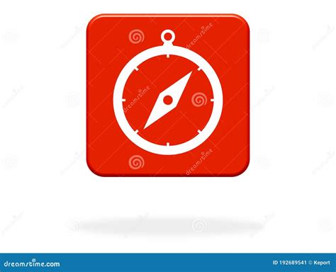 Red Button With Compass Icon Strategy Or Orientation Stock