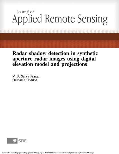Pdf Radar Shadow Detection In Sar Images Using Dem And Projections