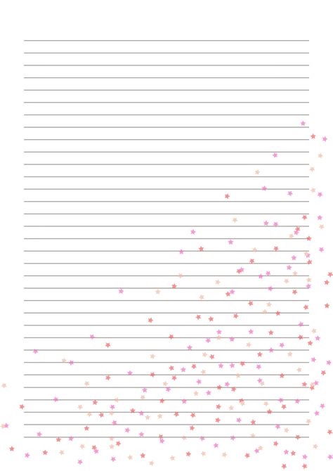 Pink Stars Lined Letter Template Printable Digital Download Stationery Starry Writing Paper