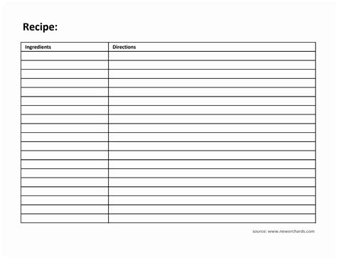 Free Excel Recipe Card Templates